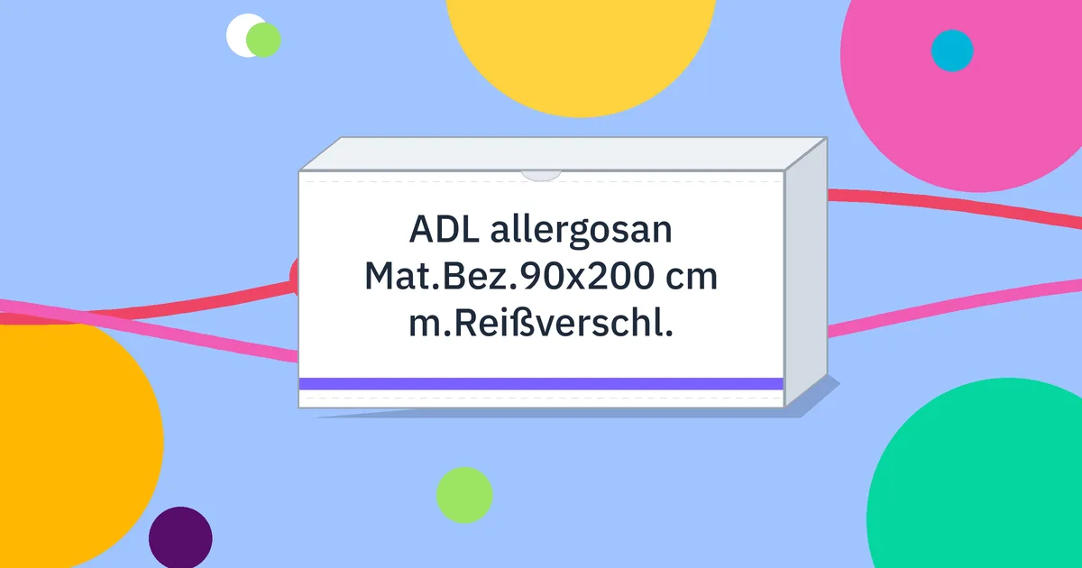 Symbolbild: Packung mit der Aufschrift ADL allergosan Mat.Bez.90x200 cm m.Reißverschl. (PZN 08858596) – Verfügbarkeit und Bezug in Apotheken in Frankfurt am Main