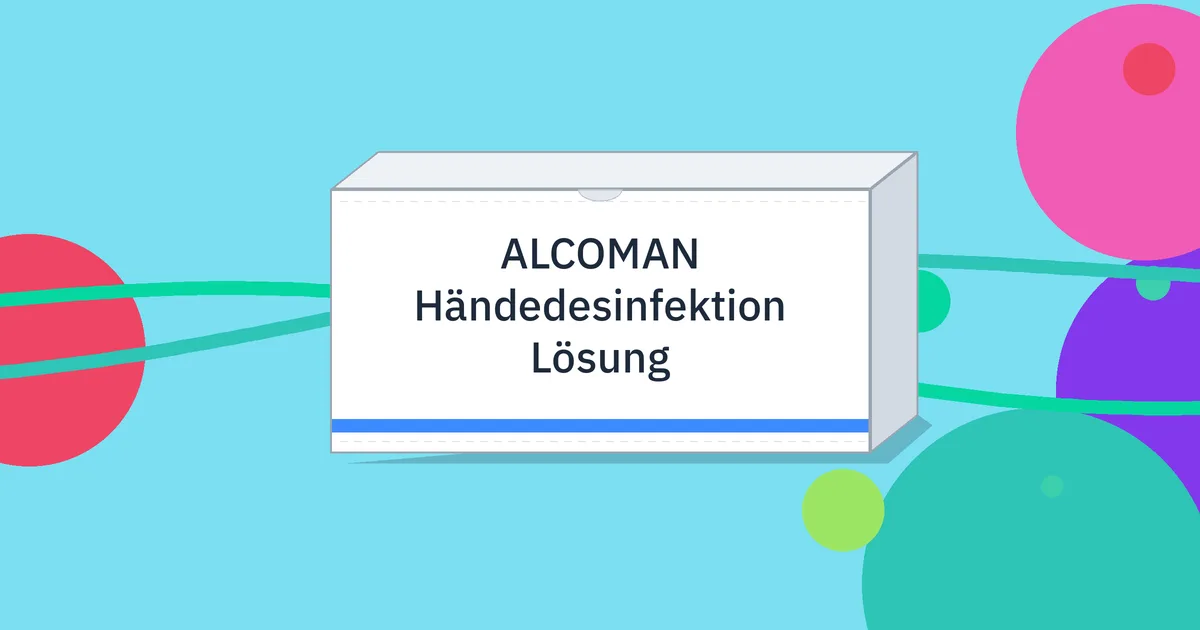 Symbolbild: Packung mit der Aufschrift ALCOMAN Händedesinfektion Lösung (PZN 00068759) – Verfügbarkeit und Bezug in Apotheken in Frankfurt am Main