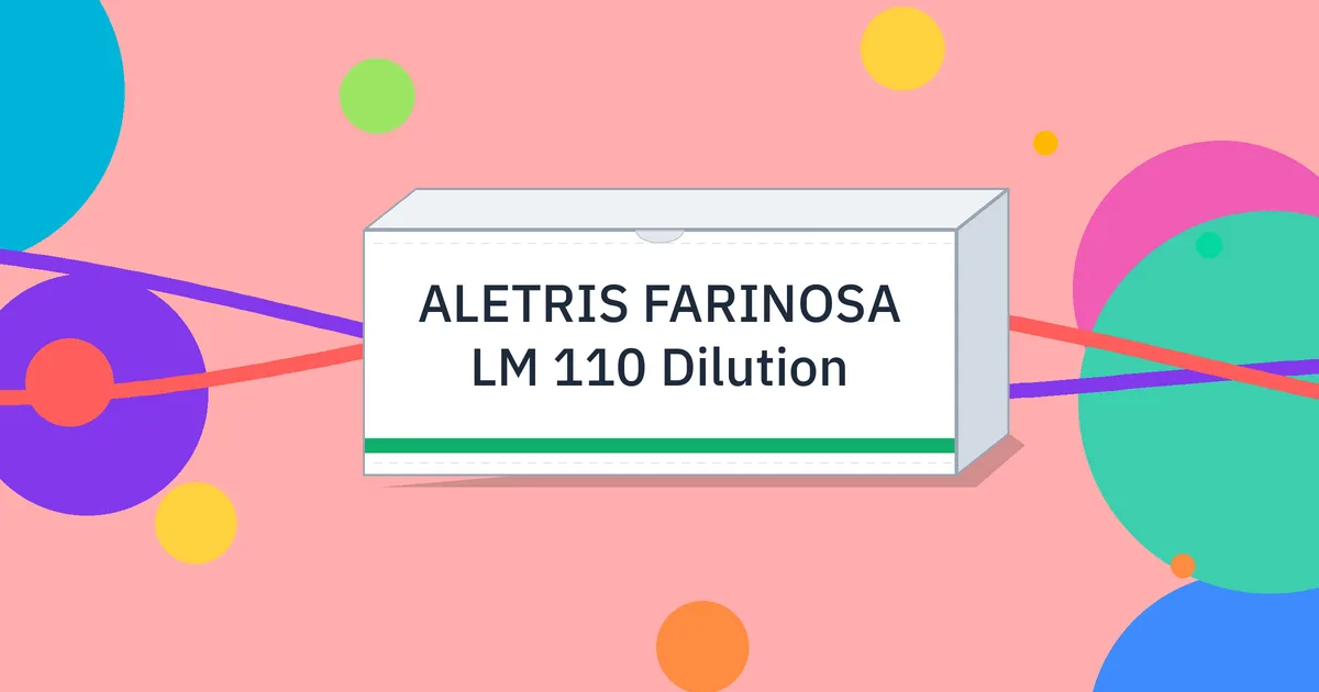 Symbolbild: Packung mit der Aufschrift ALETRIS FARINOSA LM 110 Dilution (PZN 13309963) – Verfügbarkeit und Bezug in Apotheken in Frankfurt am Main