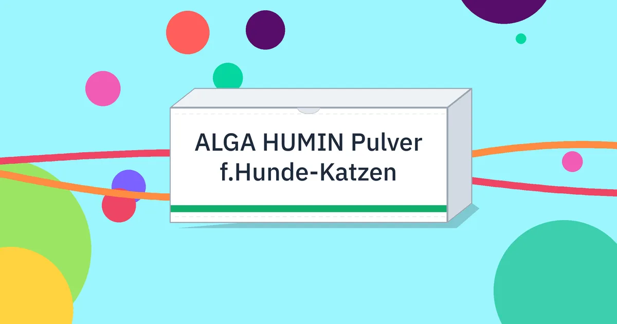 Symbolbild: Packung mit der Aufschrift ALGA HUMIN Pulver f.Hunde-Katzen (PZN 15736066) – Verfügbarkeit und Bezug in Apotheken in Frankfurt am Main