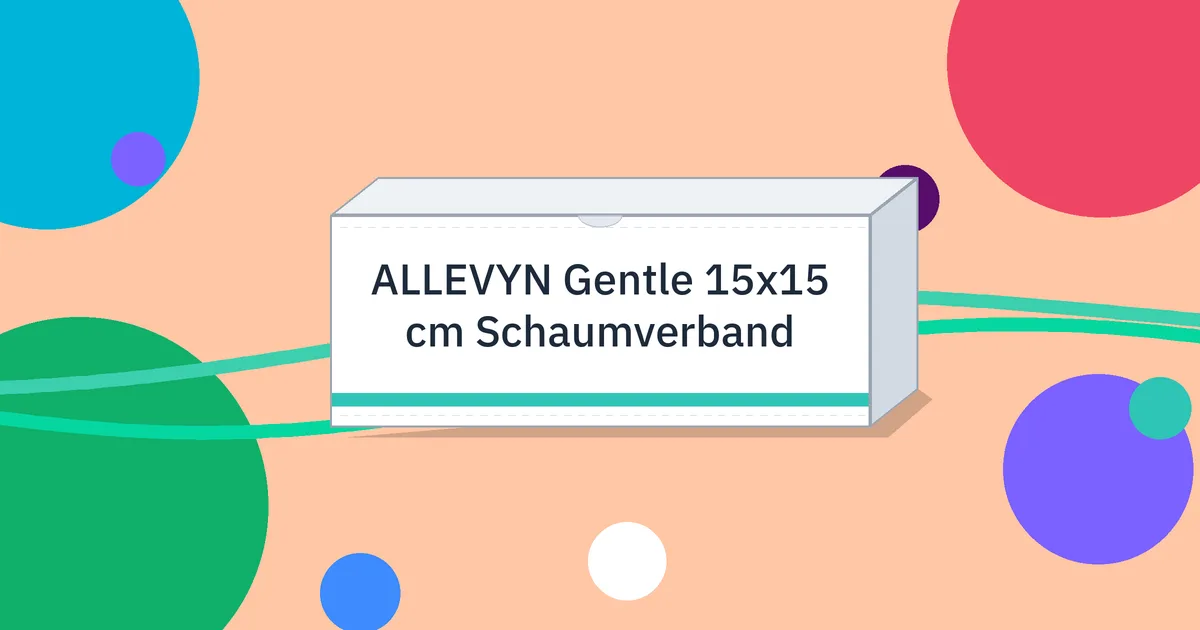 Symbolbild: Packung mit der Aufschrift ALLEVYN Gentle 15x15 cm Schaumverband (PZN 19784990) – Verfügbarkeit und Bezug in Apotheken in Frankfurt am Main