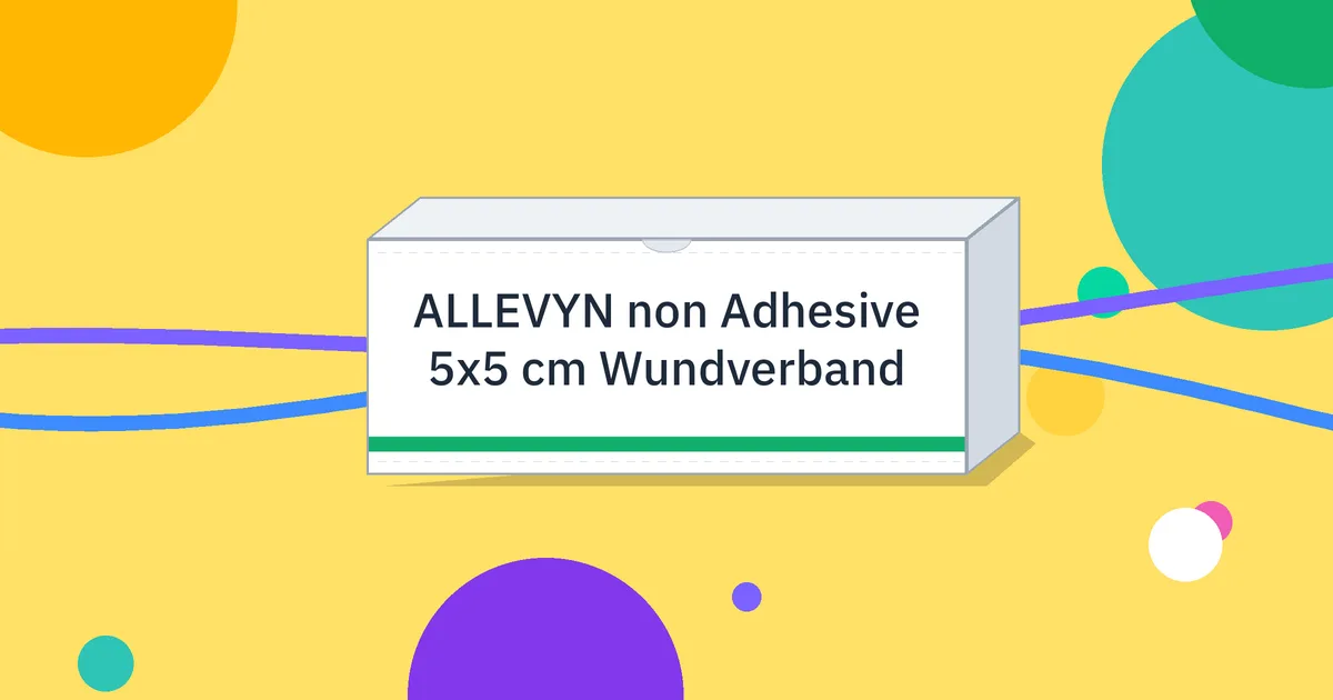 Symbolbild: Packung mit der Aufschrift ALLEVYN non Adhesive 5x5 cm Wundverband (PZN 20726093) – Verfügbarkeit und Bezug in Apotheken in Frankfurt am Main