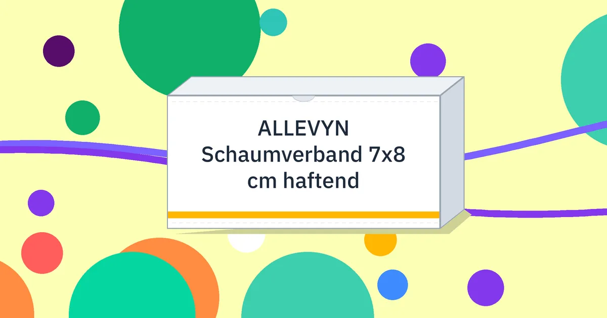 Symbolbild: Packung mit der Aufschrift ALLEVYN Schaumverband 7x8 cm haftend (PZN 10030433) – Verfügbarkeit und Bezug in Apotheken in Frankfurt am Main