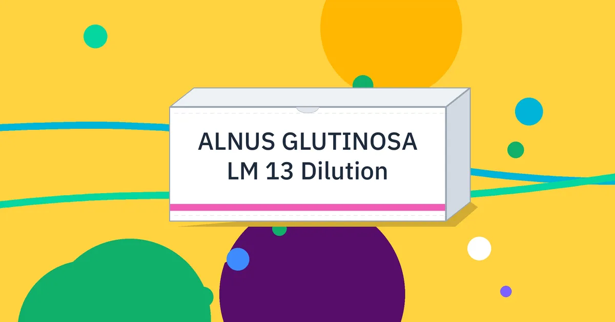 Symbolbild: Packung mit der Aufschrift ALNUS GLUTINOSA LM 13 Dilution (PZN 13312505) – Verfügbarkeit und Bezug in Apotheken in Frankfurt am Main