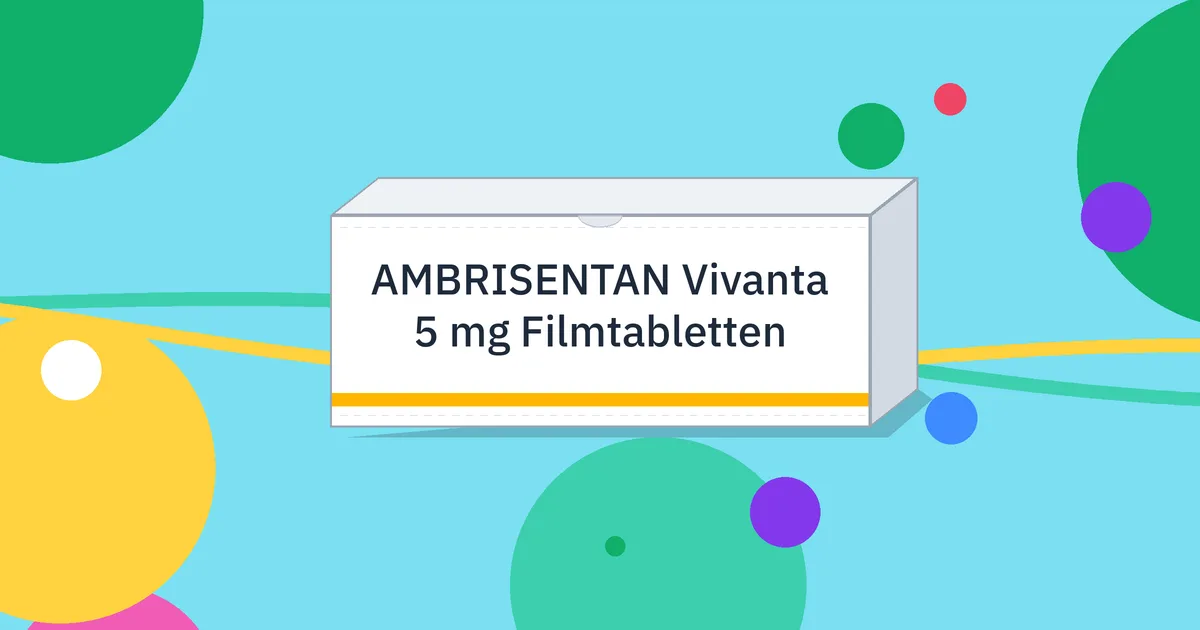 Symbolbild: Packung mit der Aufschrift AMBRISENTAN Vivanta 5 mg Filmtabletten (PZN 19540383) – Verfügbarkeit und Bezug in Apotheken in Frankfurt am Main