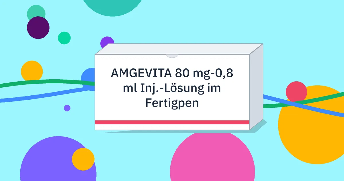Symbolbild: Packung mit der Aufschrift AMGEVITA 80 mg-0,8 ml Inj.-Lösung im Fertigpen (PZN 19754368) – Verfügbarkeit und Bezug in Apotheken in Frankfurt am Main
