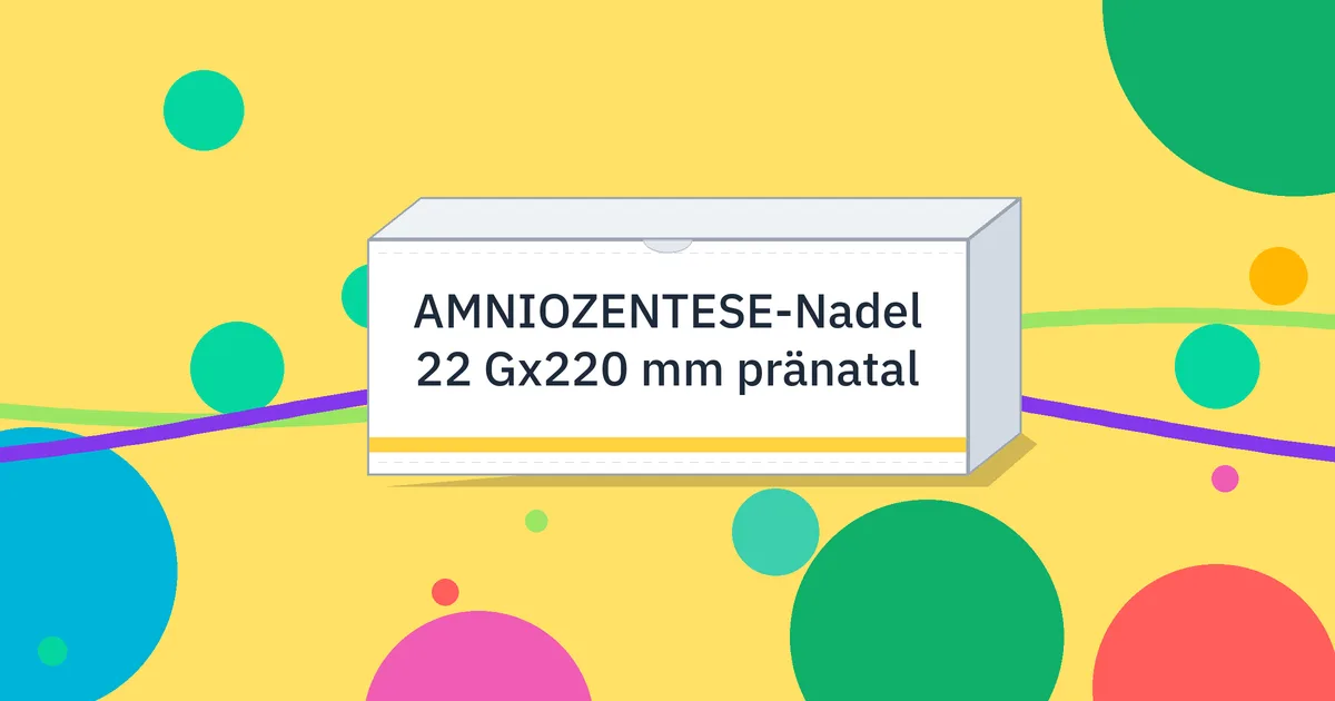 Symbolbild: Packung mit der Aufschrift AMNIOZENTESE-Nadel 22 Gx220 mm pränatal (PZN 17926977) – Verfügbarkeit und Bezug in Apotheken in Frankfurt am Main