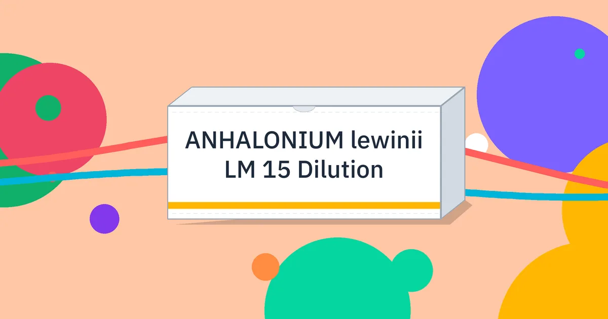 Symbolbild: Packung mit der Aufschrift ANHALONIUM lewinii LM 15 Dilution (PZN 13368931) – Verfügbarkeit und Bezug in Apotheken in Frankfurt am Main