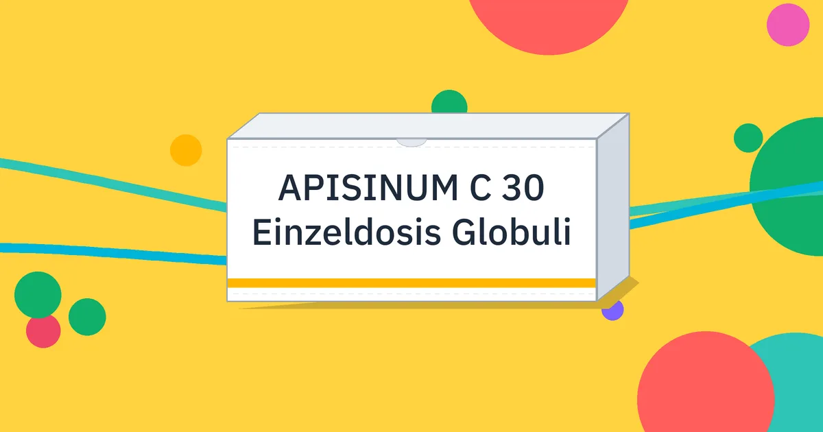 Symbolbild: Packung mit der Aufschrift APISINUM C 30 Einzeldosis Globuli (PZN 01542677) – Verfügbarkeit und Bezug in Apotheken in Frankfurt am Main