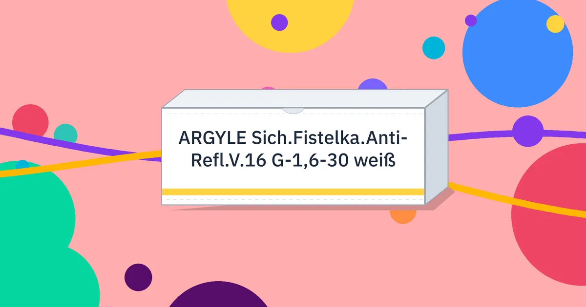 Symbolbild: Packung mit der Aufschrift ARGYLE Sich.Fistelka.Anti-Refl.V.16 G-1,6-30 weiß (PZN 15741104) – Verfügbarkeit und Bezug in Apotheken in Frankfurt am Main