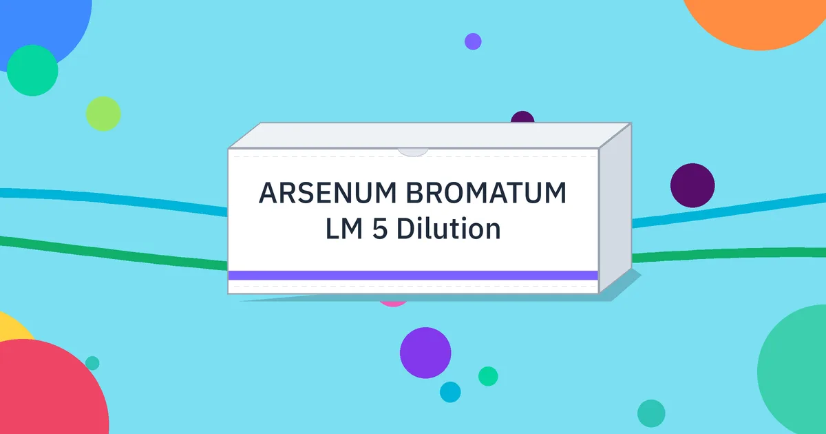 Symbolbild: Packung mit der Aufschrift ARSENUM BROMATUM LM 5 Dilution (PZN 12771211) – Verfügbarkeit und Bezug in Apotheken in Frankfurt am Main