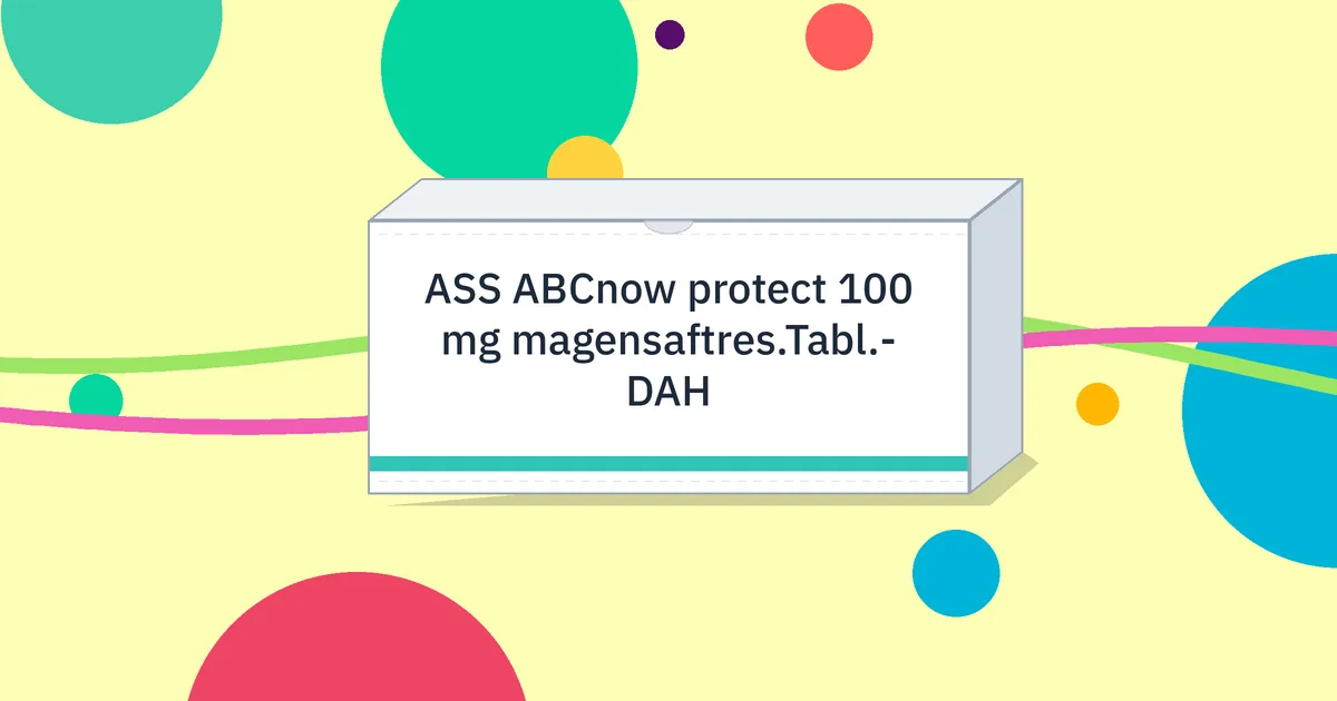 Symbolbild: Packung mit der Aufschrift ASS ABCnow protect 100 mg magensaftres.Tabl.-DAH (PZN 19818453) – Verfügbarkeit und Bezug in Apotheken in Frankfurt am Main