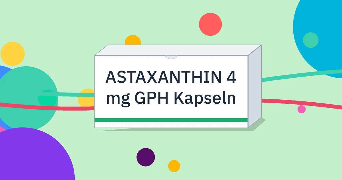 Symbolbild: Packung mit der Aufschrift ASTAXANTHIN 4 mg GPH Kapseln (PZN 04699362) – Verfügbarkeit und Bezug in Apotheken in Frankfurt am Main