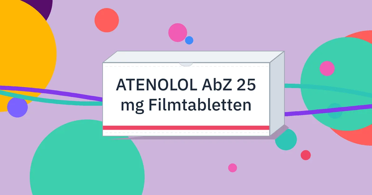 Symbolbild: Packung mit der Aufschrift ATENOLOL AbZ 25 mg Filmtabletten (PZN 01014719) – Verfügbarkeit und Bezug in Apotheken in Frankfurt am Main