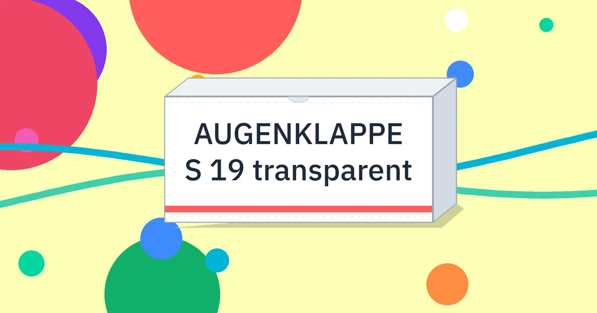 Symbolbild: Packung mit der Aufschrift AUGENKLAPPE S 19 transparent (PZN 07291153) – Verfügbarkeit und Bezug in Apotheken in Frankfurt am Main