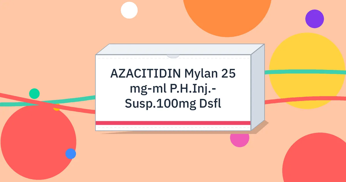 Symbolbild: Packung mit der Aufschrift AZACITIDIN Mylan 25 mg-ml P.H.Inj.-Susp.100mg Dsfl (PZN 18821909) – Verfügbarkeit und Bezug in Apotheken in Frankfurt am Main