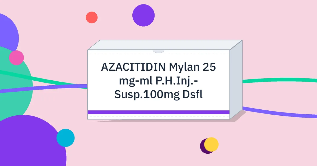 Symbolbild: Packung mit der Aufschrift AZACITIDIN Mylan 25 mg-ml P.H.Inj.-Susp.100mg Dsfl (PZN 16243963) – Verfügbarkeit und Bezug in Apotheken in Frankfurt am Main