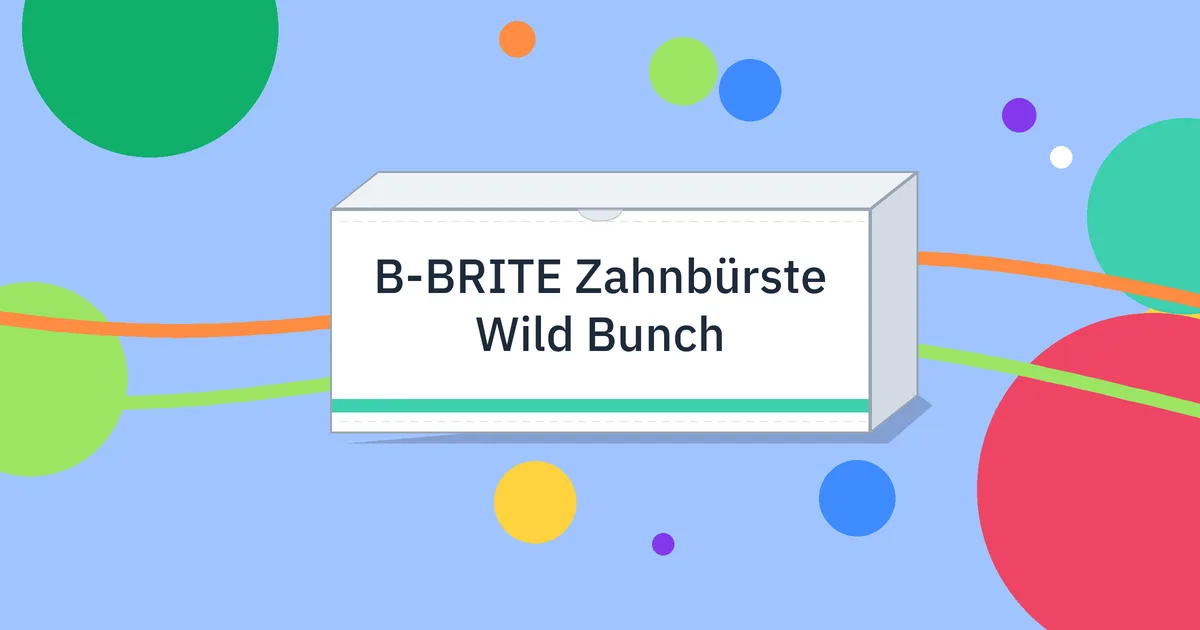 Symbolbild: Packung mit der Aufschrift B-BRITE Zahnbürste Wild Bunch (PZN 11647302) – Verfügbarkeit und Bezug in Apotheken in Frankfurt am Main