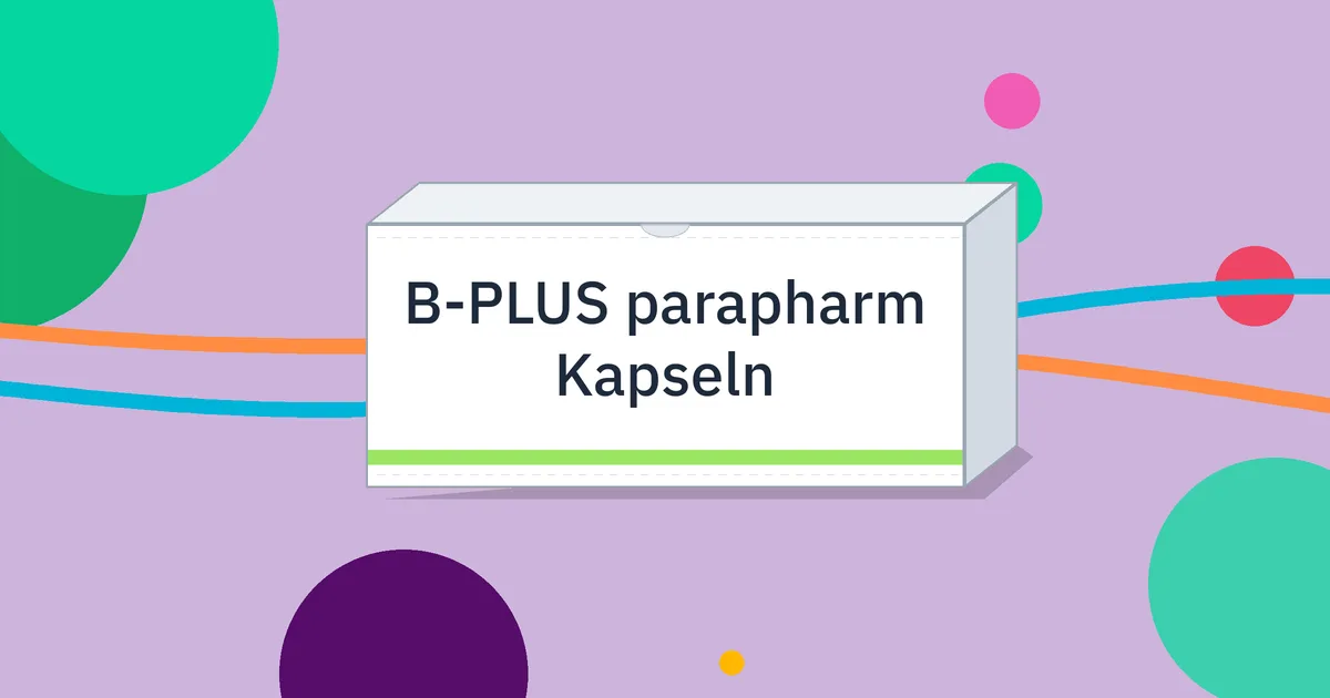 Symbolbild: Packung mit der Aufschrift B-PLUS parapharm Kapseln (PZN 16776116) – Verfügbarkeit und Bezug in Apotheken in Frankfurt am Main