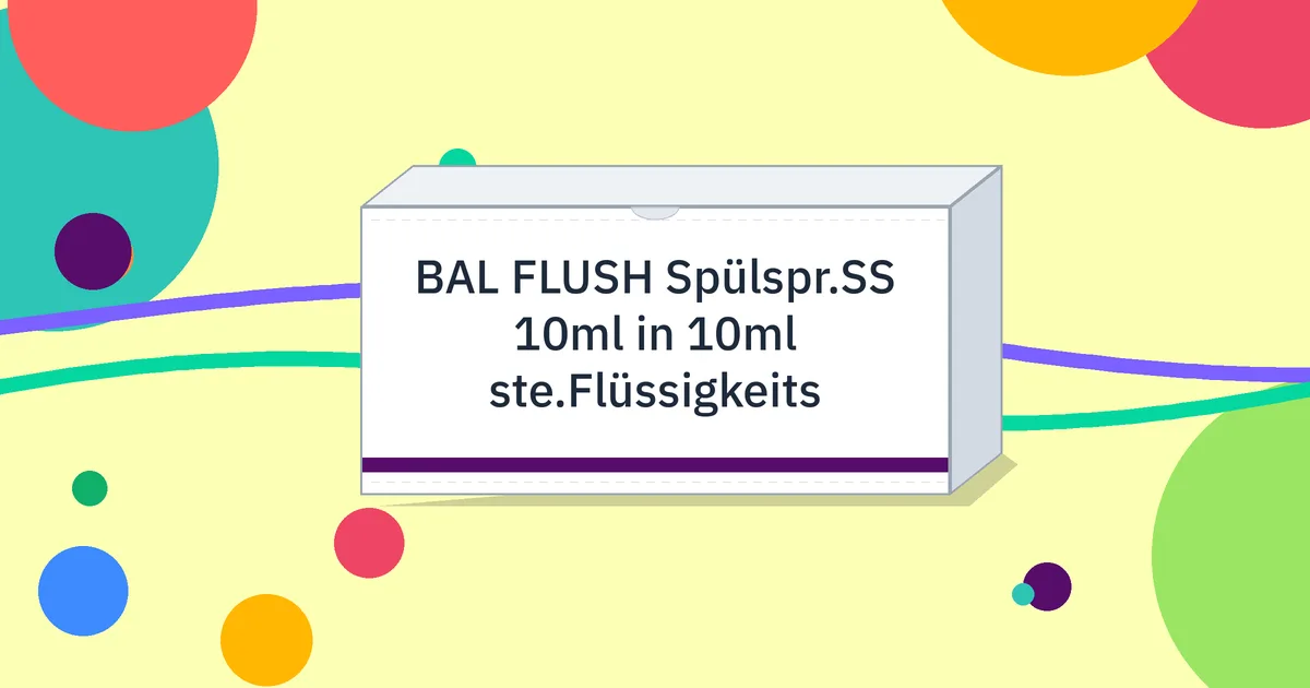 Symbolbild: Packung mit der Aufschrift BAL FLUSH Spülspr.SS 10ml in 10ml ste.Flüssigkeits (PZN 19061211) – Verfügbarkeit und Bezug in Apotheken in Frankfurt am Main
