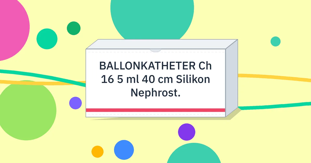 Symbolbild: Packung mit der Aufschrift BALLONKATHETER Ch 16 5 ml 40 cm Silikon Nephrost. (PZN 00786644) – Verfügbarkeit und Bezug in Apotheken in Frankfurt am Main