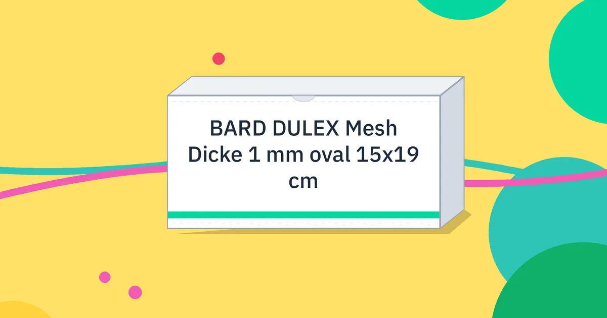 Symbolbild: Packung mit der Aufschrift BARD DULEX Mesh Dicke 1 mm oval 15x19 cm (PZN 03750747) – Verfügbarkeit und Bezug in Apotheken in Frankfurt am Main