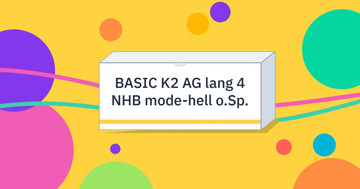 Symbolbild: Packung mit der Aufschrift BASIC K2 AG lang 4 NHB mode-hell o.Sp. (PZN 20267515) – Verfügbarkeit und Bezug in Apotheken in Frankfurt am Main