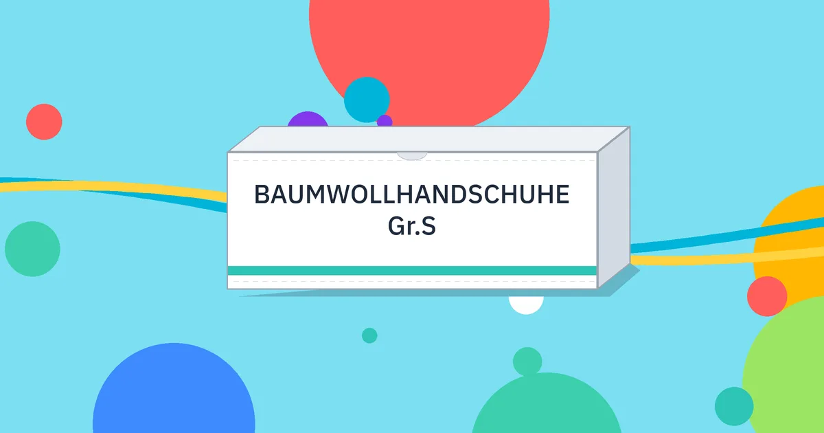 Symbolbild: Packung mit der Aufschrift BAUMWOLLHANDSCHUHE Gr.S (PZN 18472662) – Verfügbarkeit und Bezug in Apotheken in Frankfurt am Main
