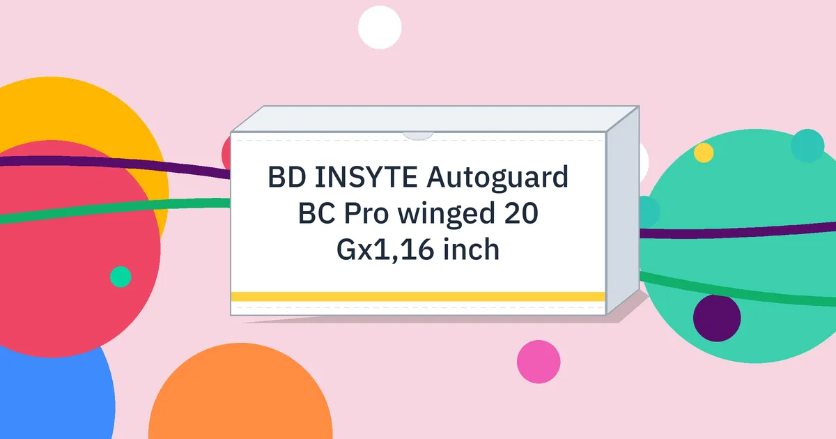 Symbolbild: Packung mit der Aufschrift BD INSYTE Autoguard BC Pro winged 20 Gx1,16 inch (PZN 17517919) – Verfügbarkeit und Bezug in Apotheken in Frankfurt am Main