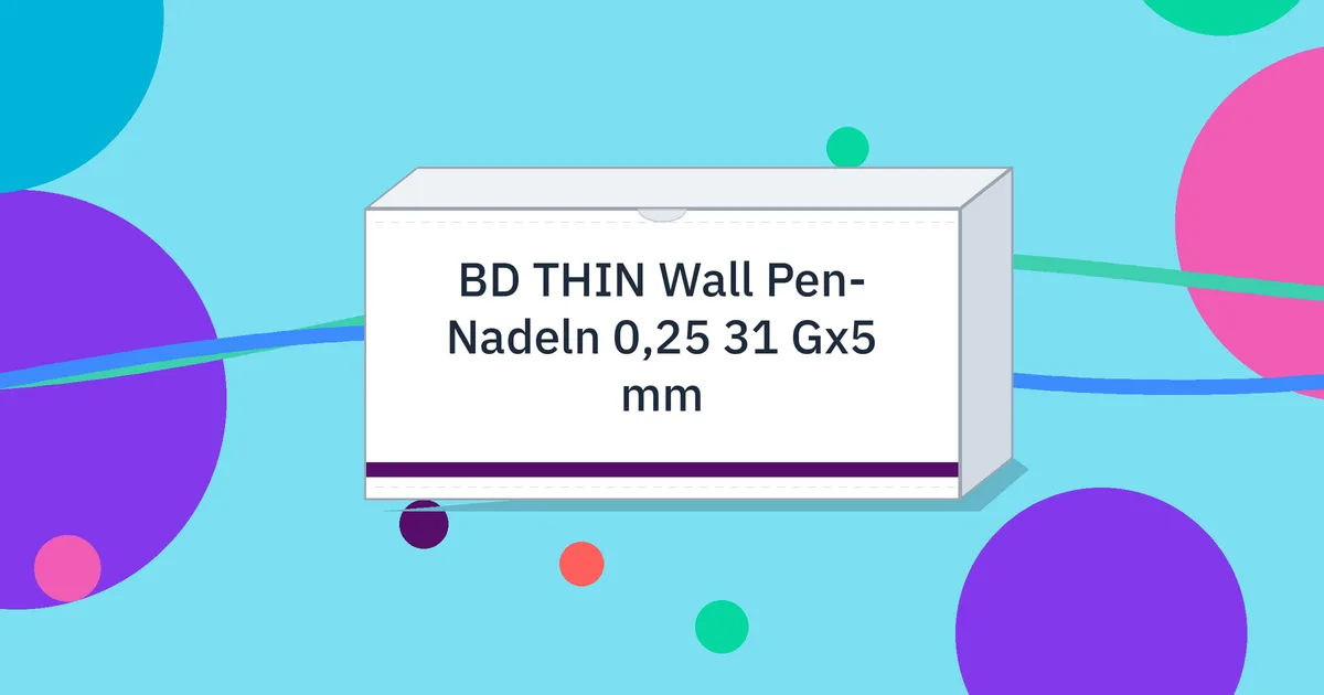 Symbolbild: Packung mit der Aufschrift BD THIN Wall Pen-Nadeln 0,25 31 Gx5 mm (PZN 17831254) – Verfügbarkeit und Bezug in Apotheken in Frankfurt am Main