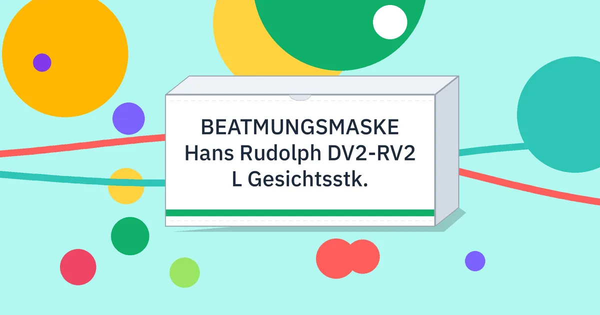 Symbolbild: Packung mit der Aufschrift BEATMUNGSMASKE Hans Rudolph DV2-RV2 L Gesichtsstk. (PZN 17304069) – Verfügbarkeit und Bezug in Apotheken in Frankfurt am Main
