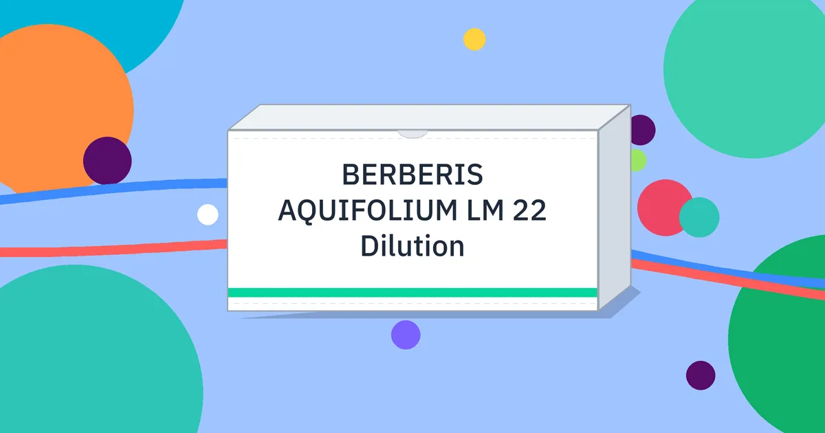 Symbolbild: Packung mit der Aufschrift BERBERIS AQUIFOLIUM LM 22 Dilution (PZN 13383439) – Verfügbarkeit und Bezug in Apotheken in Frankfurt am Main