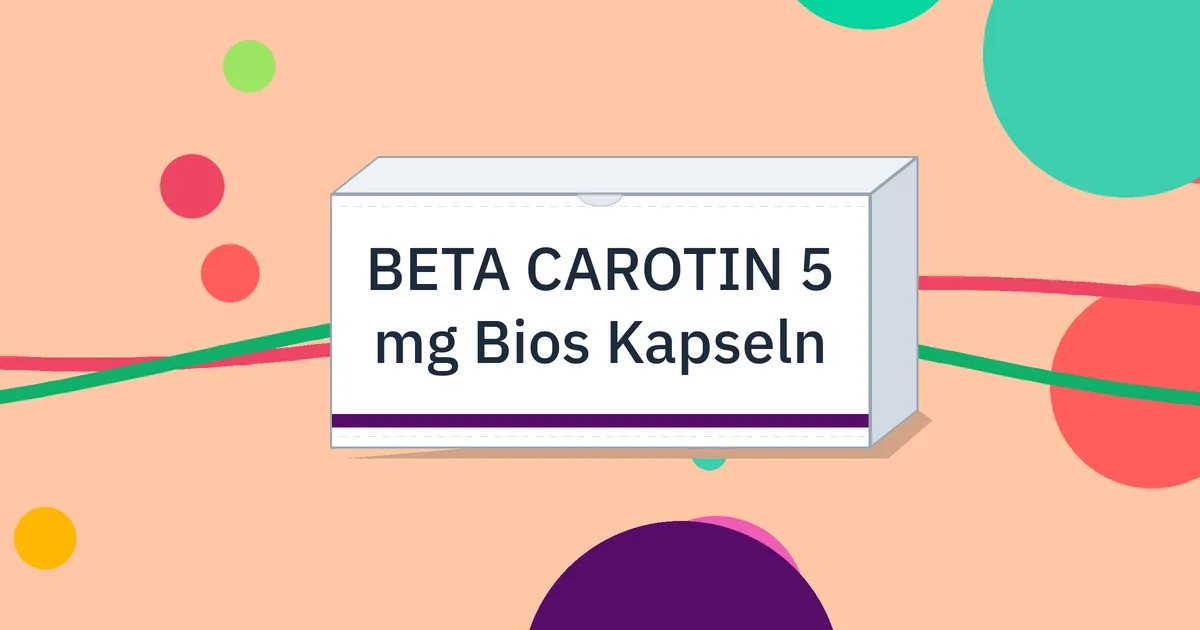 Symbolbild: Packung mit der Aufschrift BETA CAROTIN 5 mg Bios Kapseln (PZN 00942794) – Verfügbarkeit und Bezug in Apotheken in Frankfurt am Main