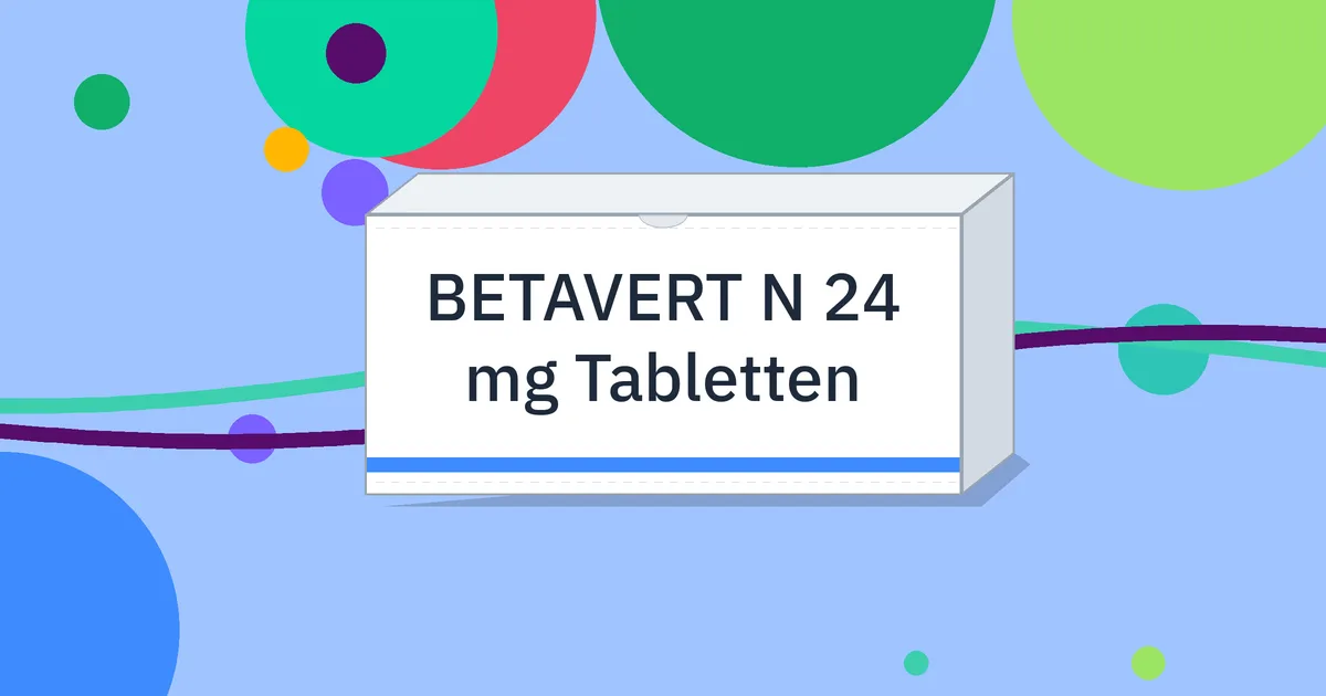 Symbolbild: Packung mit der Aufschrift BETAVERT N 24 mg Tabletten (PZN 06809547) – Verfügbarkeit und Bezug in Apotheken in Frankfurt am Main