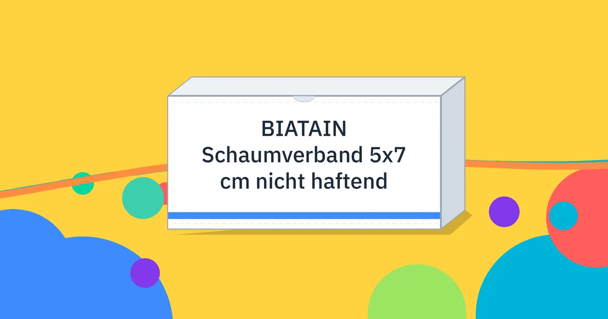Symbolbild: Packung mit der Aufschrift BIATAIN Schaumverband 5x7 cm nicht haftend (PZN 18122761) – Verfügbarkeit und Bezug in Apotheken in Frankfurt am Main