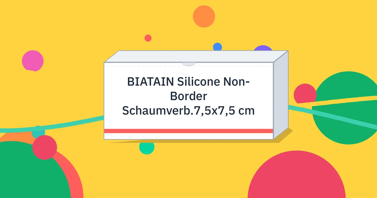 Symbolbild: Packung mit der Aufschrift BIATAIN Silicone Non-Border Schaumverb.7,5x7,5 cm (PZN 18105604) – Verfügbarkeit und Bezug in Apotheken in Frankfurt am Main