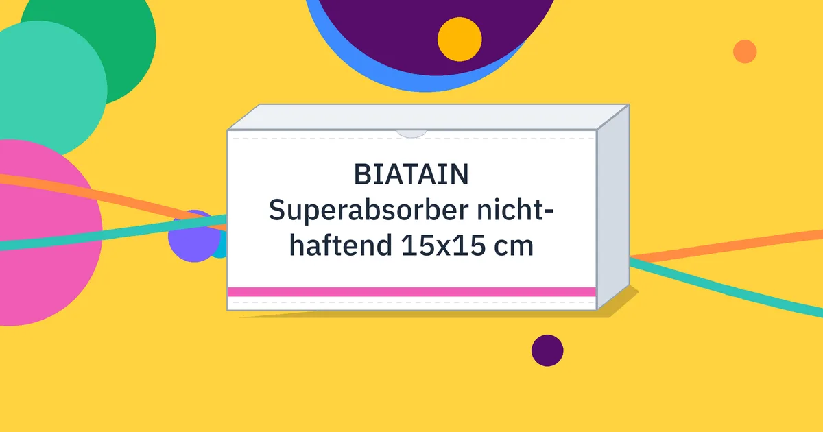 Symbolbild: Packung mit der Aufschrift BIATAIN Superabsorber nicht-haftend 15x15 cm (PZN 19376794) – Verfügbarkeit und Bezug in Apotheken in Frankfurt am Main
