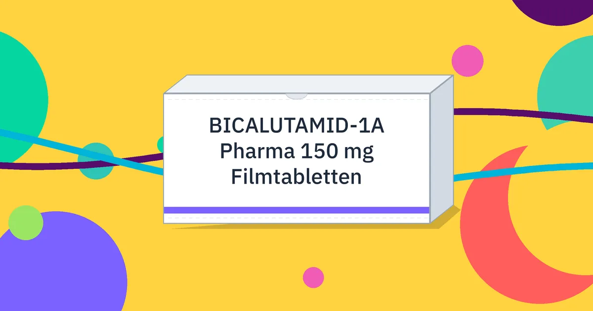 Symbolbild: Packung mit der Aufschrift BICALUTAMID-1A Pharma 150 mg Filmtabletten (PZN 09005401) – Verfügbarkeit und Bezug in Apotheken in Frankfurt am Main