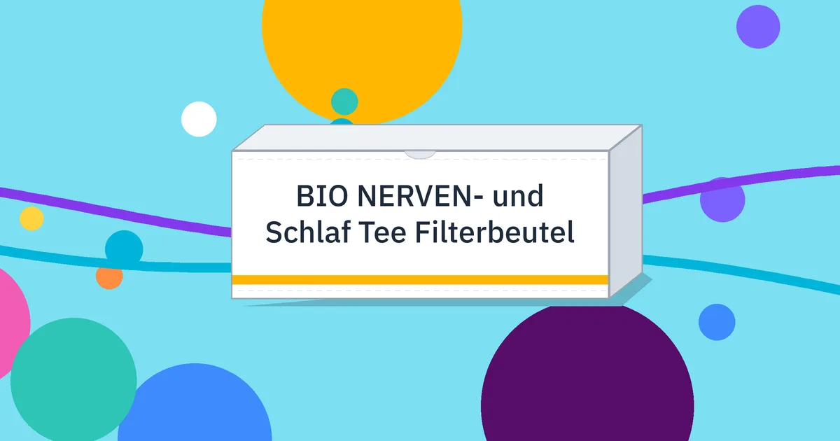Symbolbild: Packung mit der Aufschrift BIO NERVEN- und Schlaf Tee Filterbeutel (PZN 17851788) – Verfügbarkeit und Bezug in Apotheken in Frankfurt am Main