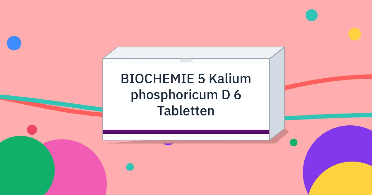 Symbolbild: Packung mit der Aufschrift BIOCHEMIE 5 Kalium phosphoricum D 6 Tabletten (PZN 04325526) – Verfügbarkeit und Bezug in Apotheken in Frankfurt am Main