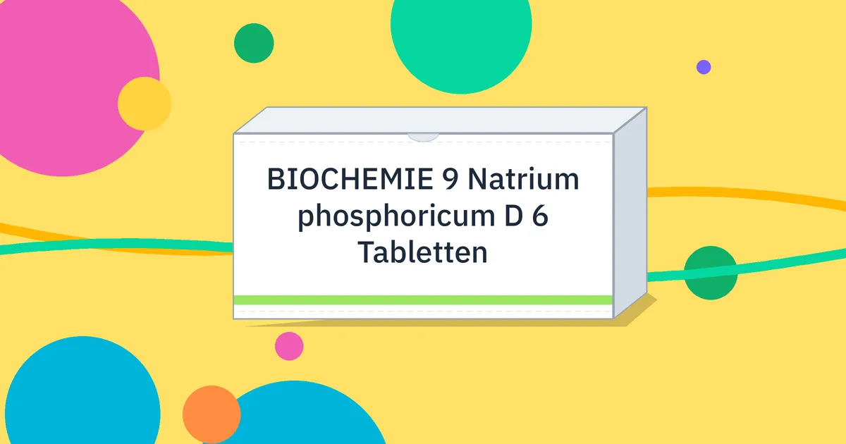 Symbolbild: Packung mit der Aufschrift BIOCHEMIE 9 Natrium phosphoricum D 6 Tabletten (PZN 04130768) – Verfügbarkeit und Bezug in Apotheken in Frankfurt am Main