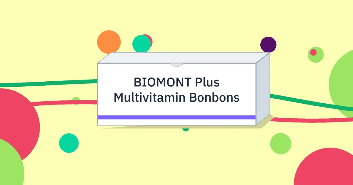 Symbolbild: Packung mit der Aufschrift BIOMONT Plus Multivitamin Bonbons (PZN 01018025) – Verfügbarkeit und Bezug in Apotheken in Frankfurt am Main