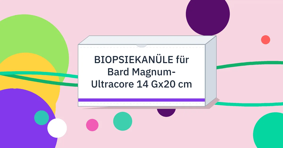 Symbolbild: Packung mit der Aufschrift BIOPSIEKANÜLE für Bard Magnum-Ultracore 14 Gx20 cm (PZN 07096701) – Verfügbarkeit und Bezug in Apotheken in Frankfurt am Main