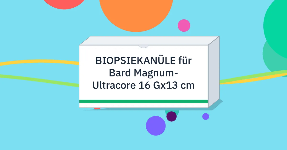 Symbolbild: Packung mit der Aufschrift BIOPSIEKANÜLE für Bard Magnum-Ultracore 16 Gx13 cm (PZN 06550167) – Verfügbarkeit und Bezug in Apotheken in Frankfurt am Main