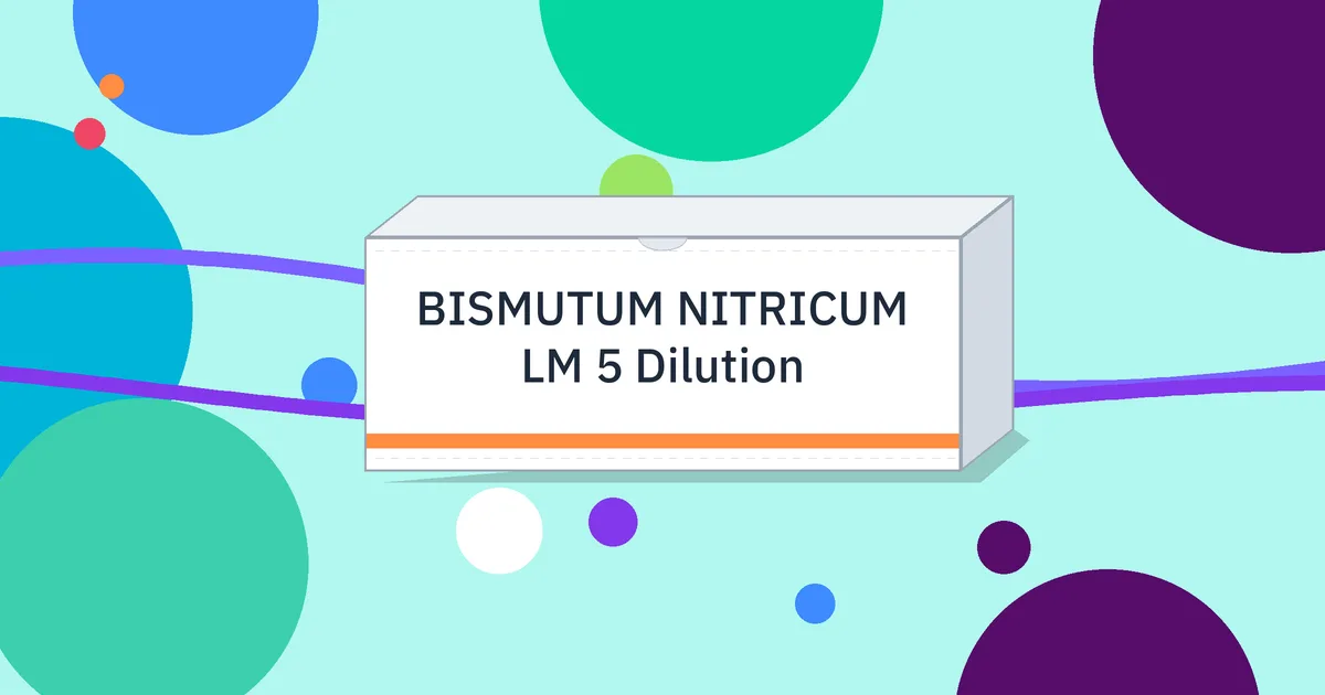 Symbolbild: Packung mit der Aufschrift BISMUTUM NITRICUM LM 5 Dilution (PZN 13386739) – Verfügbarkeit und Bezug in Apotheken in Frankfurt am Main
