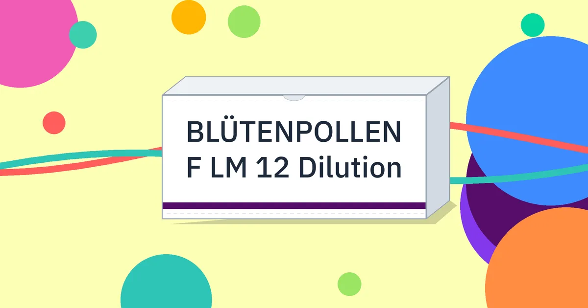 Symbolbild: Packung mit der Aufschrift BLÜTENPOLLEN F LM 12 Dilution (PZN 09650449) – Verfügbarkeit und Bezug in Apotheken in Frankfurt am Main