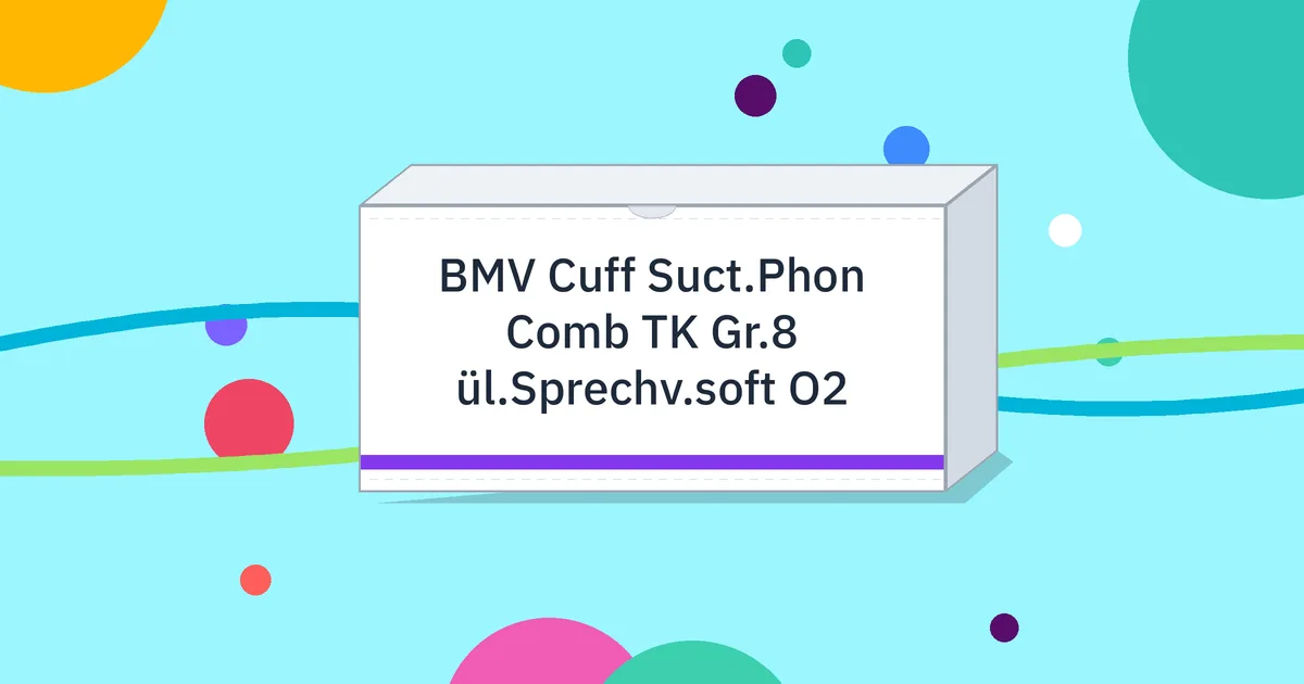 Symbolbild: Packung mit der Aufschrift BMV Cuff Suct.Phon Comb TK Gr.8 ül.Sprechv.soft O2 (PZN 18384171) – Verfügbarkeit und Bezug in Apotheken in Frankfurt am Main