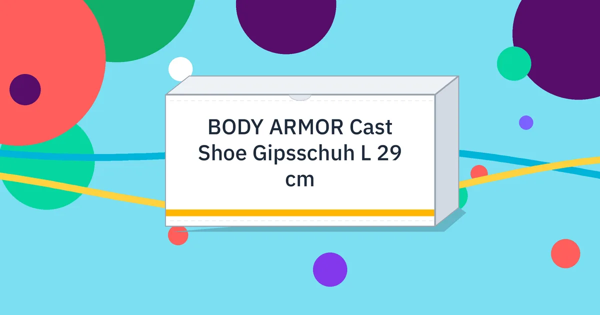 Symbolbild: Packung mit der Aufschrift BODY ARMOR Cast Shoe Gipsschuh L 29 cm (PZN 16630358) – Verfügbarkeit und Bezug in Apotheken in Frankfurt am Main