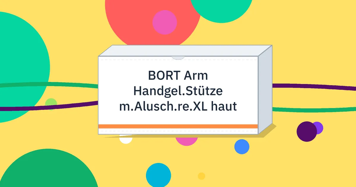 Symbolbild: Packung mit der Aufschrift BORT Arm Handgel.Stütze m.Alusch.re.XL haut (PZN 08527540) – Verfügbarkeit und Bezug in Apotheken in Frankfurt am Main