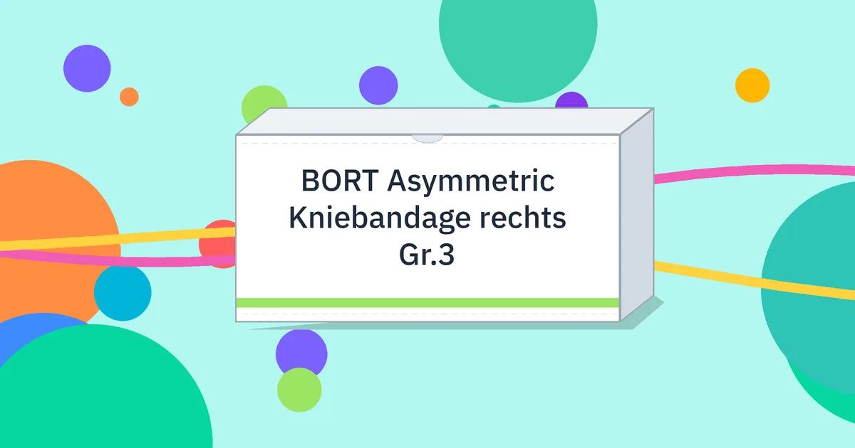 Symbolbild: Packung mit der Aufschrift BORT Asymmetric Kniebandage rechts Gr.3 (PZN 16843456) – Verfügbarkeit und Bezug in Apotheken in Frankfurt am Main